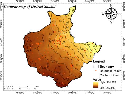 Contour Map Of Sialkot District Download Scientific Diagram