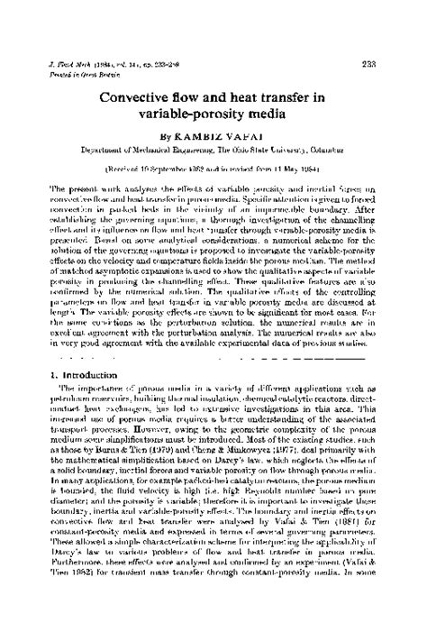 Pdf Convective Flow And Heat Transfer In Variable Porosity Media