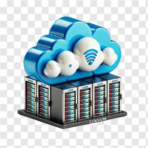 Illustration Of A Cloud Representing Computing With Wi Fi Symbol Above Server Racks The Word
