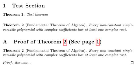 Cross Referencing How Do I Reference In Appendix A Theorem Given In