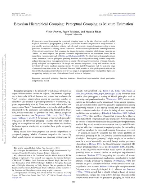 bayesian hierarchical grouping perceptual grouping as mixture
