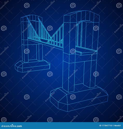 Bridge Connection Structure Wireframe Stock Vector Illustration Of Exterior Architecture