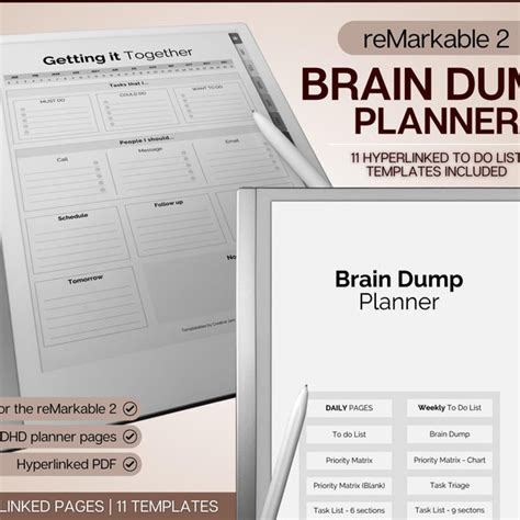 Remarkable 2 Template Brain Dump Planner Etsy