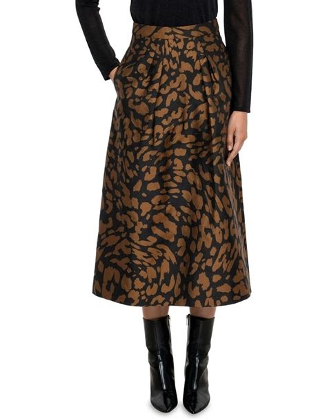 Veronika Maine Gilded Leopard Midi Skirt In Black Gold Myer
