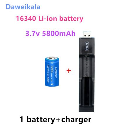 16340 충전식 배터리 5800mah 리튬 이온 배터리 Led 손전등 여행 벽 충전기 Cr123a 배터리 16340 Cr123a 배터리 37v 액세서리 및 용품