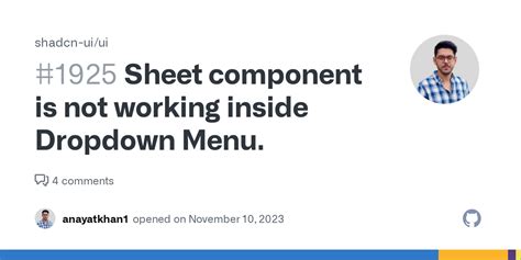Sheet Component Is Not Working Inside Dropdown Menu · Issue 1925