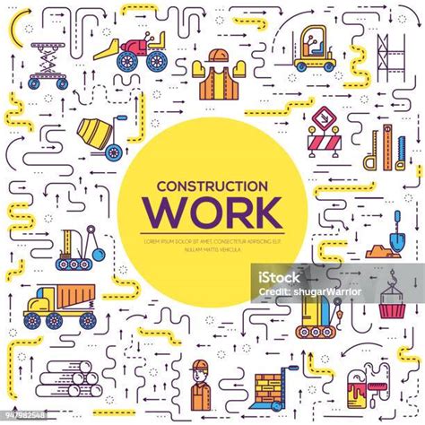 얇은 선 사람들이로 작품 팜플렛 카드에 설정합니다 무거운 차량 Flyear 잡지 포스터 책 표지 배너의도 유지 관리 서식 파일을 만드는 개요 선 초대 개념 건설 산업에 대한