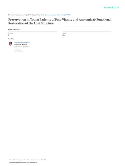 Preservation In Young Patients Of Pulp Vitality And Anatomical