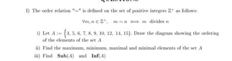 solved i the order relation ∼ is defined on the set of