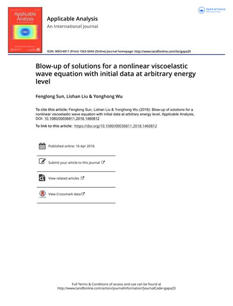 Pdf Blow Up Of Solutions For A Nonlinear Viscoelastic Wave Equation