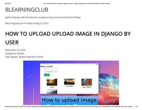 How To Upload Upload Image In Django By User BLEARNINGCLUB Python Django Web Development Studocu