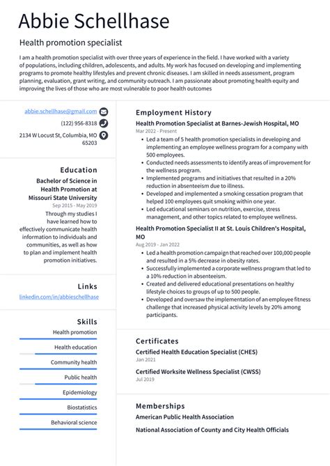 Health Educator Resume Example And Writing Guide Resumelawyer