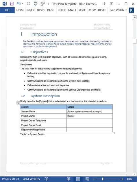 Test Plan Templates Ms Wordexcel Ms Office Templates With Ai Prompts
