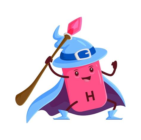 만화 비타민 H 미량 영양소 마법사 또는 마법사 프리미엄 벡터