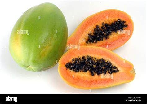 Papaya Papaw Paw Paw Mamao Tree Melon Carica Papaya Origin Central America Cutted Fruit