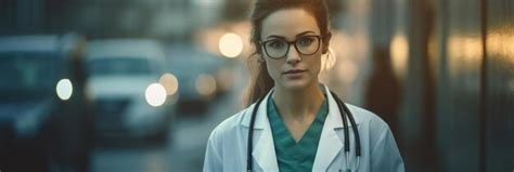 Premium Photo Confident Caucasian Female Doctor In White Coat Standing In A Clinical Office