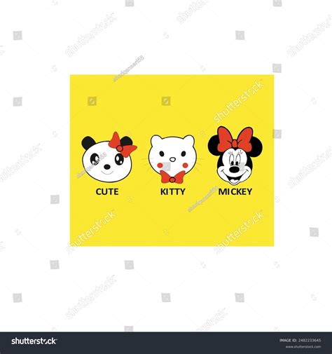 Cute Kitty Mickey Printed Face Vector Stock Vector Royalty Free