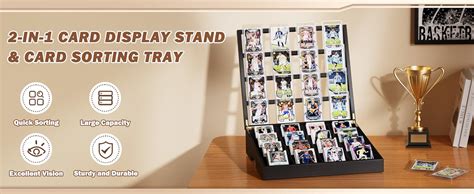 Emfogo Wooden Card Sorting Tray Trading Card Display 16