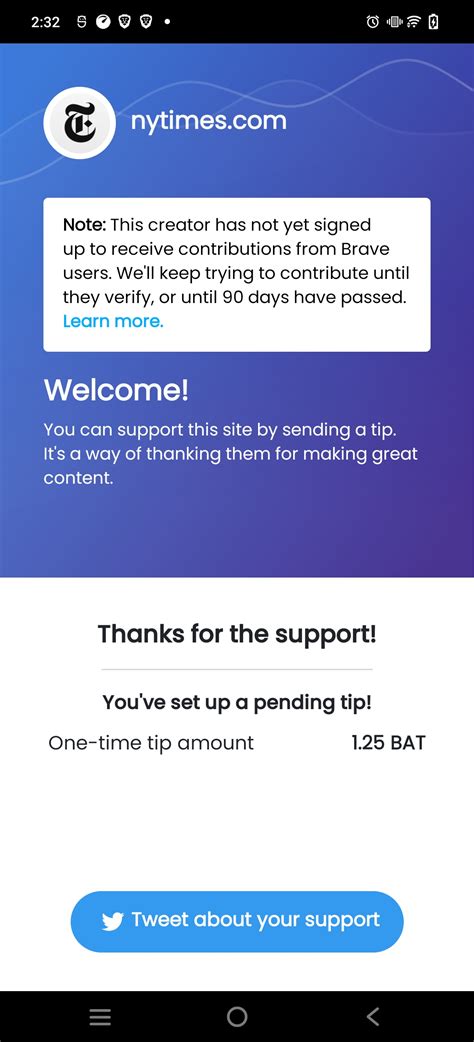 Android Failed Uphold Tip Still Shows Success Screen In Tipping Banner · Issue 26815 · Brave