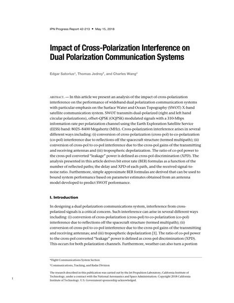 Pdf Impact Of Cross Polarization Interference On Dual