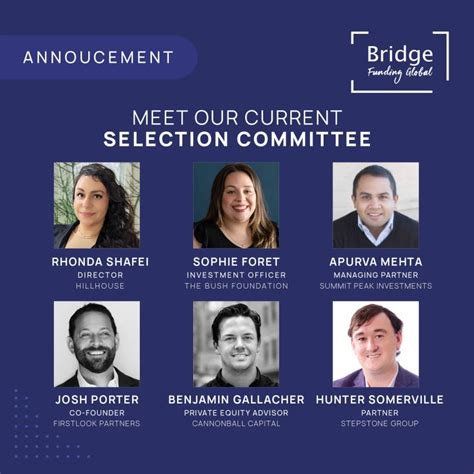 Bridge Funding Global On Linkedin We Are Thrilled To Announce Our Bridge Selection Committee Of