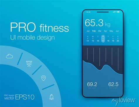 Fitness App Ui Ux Design Ui Design Concept With Web Elements Wall