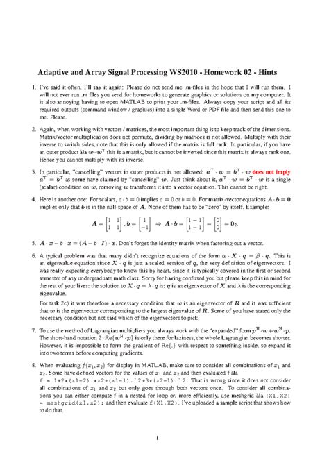 Aasp 10 Hw02hints Homework 2 Hints Adaptive And Array Signal