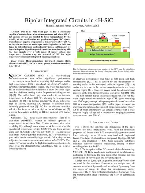 Pdf Bipolar Integrated Circuits In 4h Sic