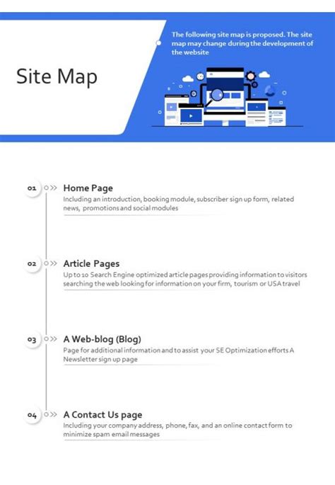 Project Proposal Site Map One Pager Sample Example Document Presentation Graphics