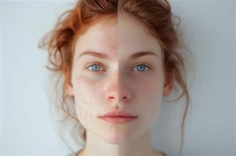 Premium Photo Side By Side Face Comparison Of A Woman With Bad Skin