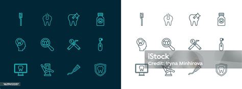 세트 라인 치통 진통제 정제 의료 치과 의자 치과 거울 및 프로브 치약 튜브 검색 미백 칫솔 및 깨진 아이콘 벡터 건강 진단에