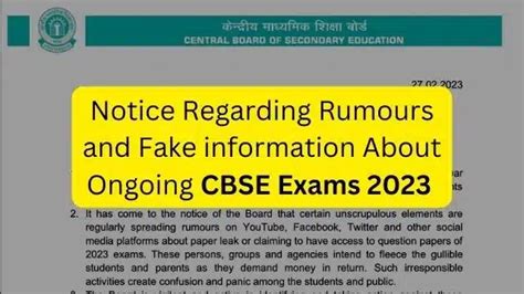 Cbse Warns Against False Information Regarding Paper Leak On Social