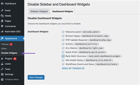 How To Quickly Remove Widgets From The Dashboard In Wordpress Rank Math