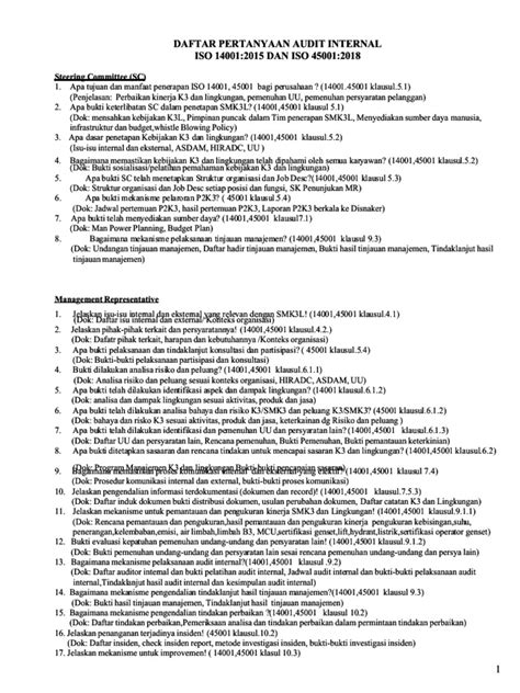 Pertanyaan Audit Internal Pdf