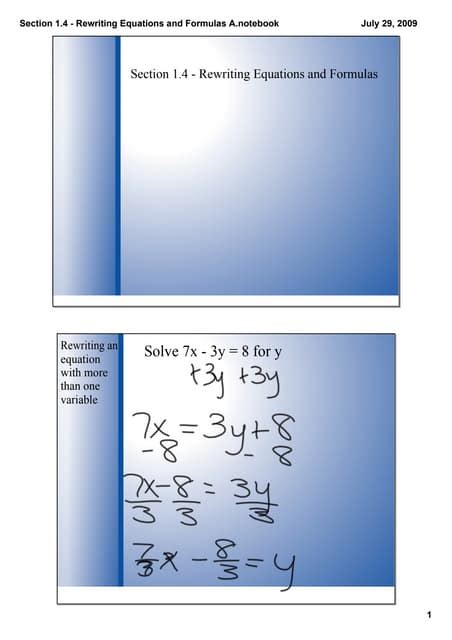 Section 1 4 Rewriting Equations And Formulas A Pdf