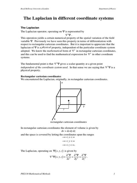 the laplacian in different coordinate systems pdf coordinate system