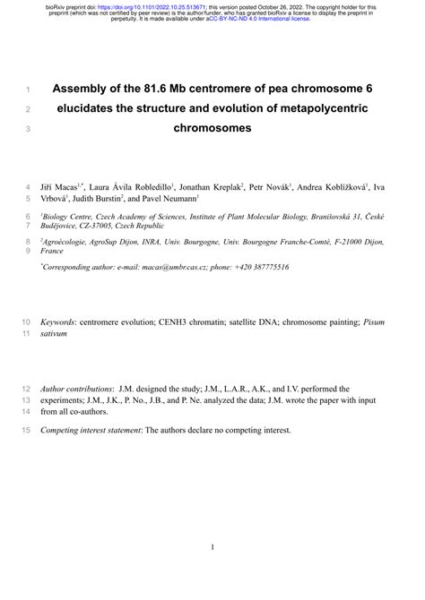 Pdf Assembly Of The 816 Mb Centromere Of Pea Chromosome 6 Elucidates The Structure And