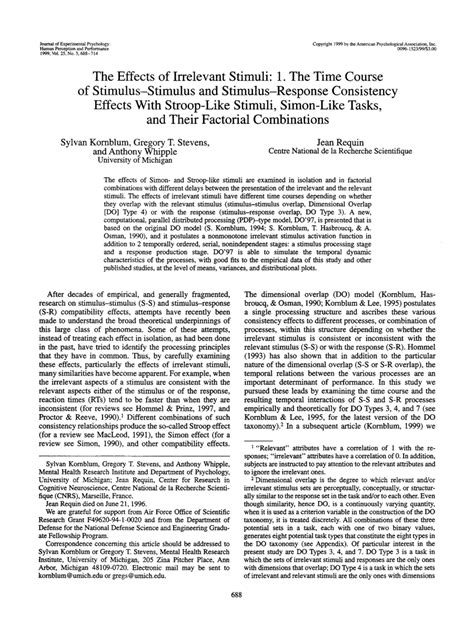 Pdf The Effects Of Irrelevant Stimuli 1 The Time Course Of Stimulus Stimulus And Stimulus