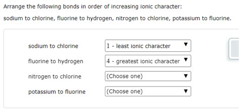 Solved Arrange the following bonds in order of increasing | Chegg.com