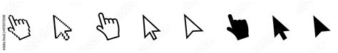 Computer Mouse Click Cursor Gray Arrow Icons Set And Loading Icons Cursor Icon Mouse Click