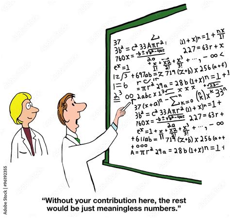 Education Cartoon Of Scientists Looking At Complex Equations Without