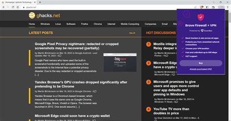 How to remove the VPN button in Brave Browser - gHacks Tech News