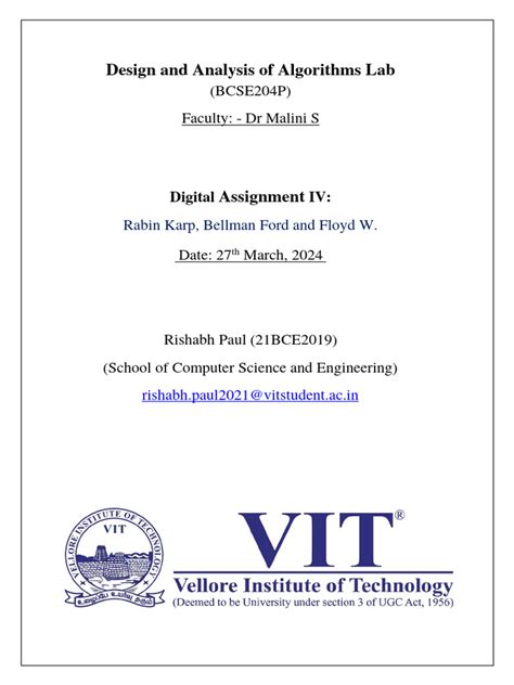 Design And Analysis Of Algorithms Lab 4 Pdf Computer Science