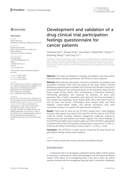 Pdf Development And Validation Of A Drug Clinical Trial Participation