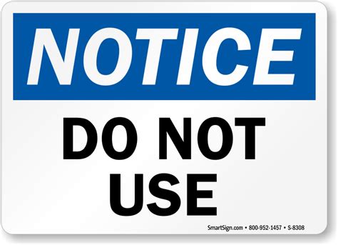 Do Not Use Sign Printable