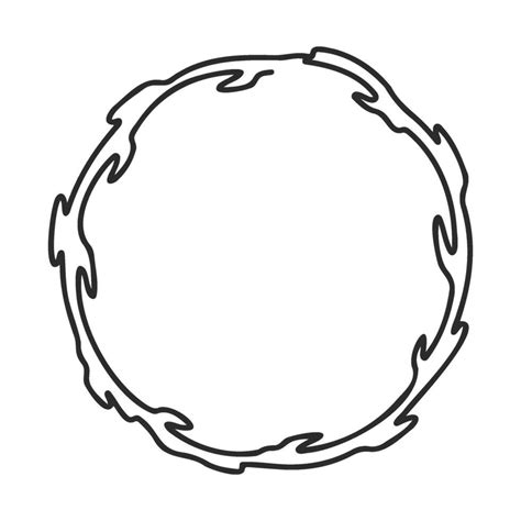 Hand Drawncircular Flame Frame In Black And White 68547469 Vector Art At Vecteezy