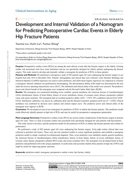 Pdf Development And Internal Validation Of A Nomogram For Predicting Postoperative Cardiac