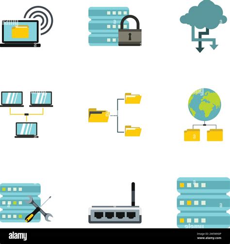 Data Storage Icons Set Flat Illustration Of 9 Data Storage Vector Icons For Web Stock Vector