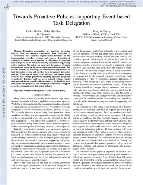 pdf towards proactive policies supporting event based task delegation