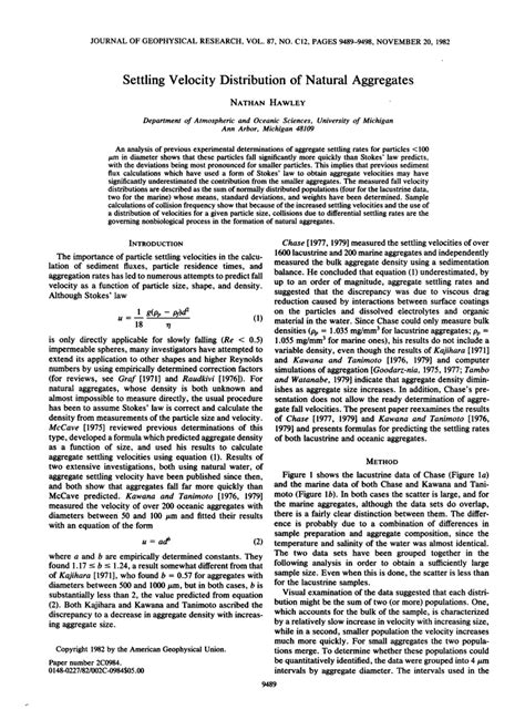 Pdf Settling Velocity Distribution Of Natural Aggregates